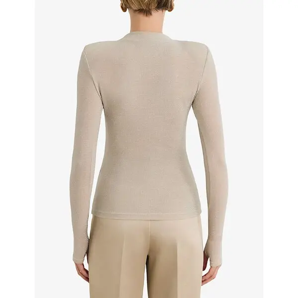 REISS Serena High-neck Mesh Top
