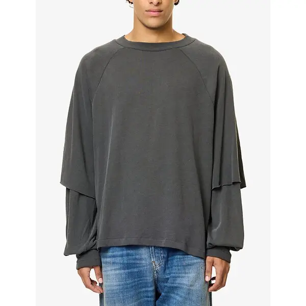 SEVENTH Raglan Layered Long-sleeve Cotton T-shirt