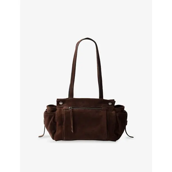 Prada Logo-embellished Medium Suede Tote Bag