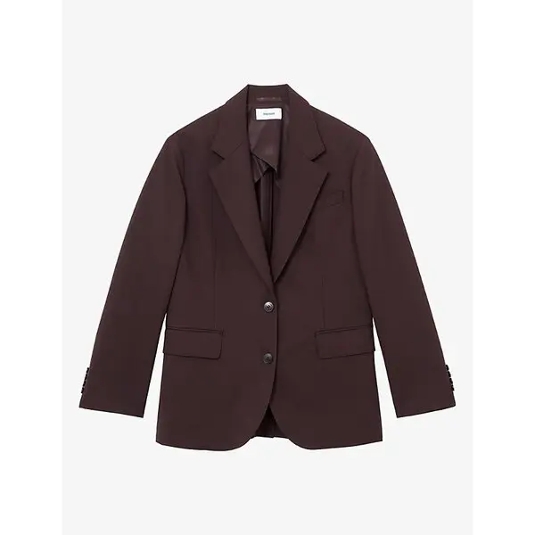 REISS Sandor Single-breasted Stretch-twill Blazer - Grape