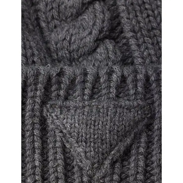 Prada Discreet Triangle-logo Wool Beanie - Grey