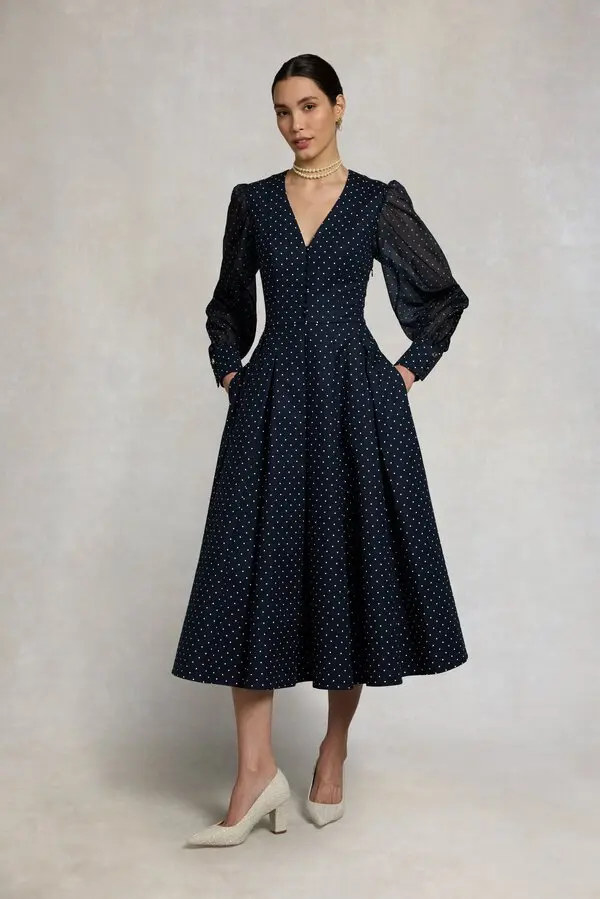 Holland Cooper Lucie Dress Deep Polka Dot 's