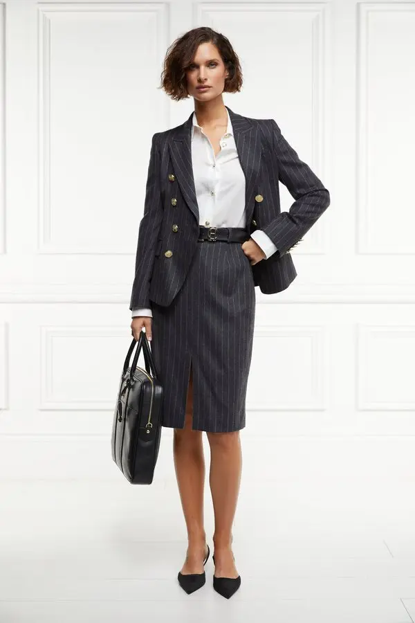 Holland Cooper Mayfair Pencil Skirt Pinstripe 's
