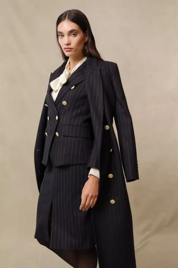 Holland Cooper Mayfair Pencil Skirt Chalk Pinstripe 's