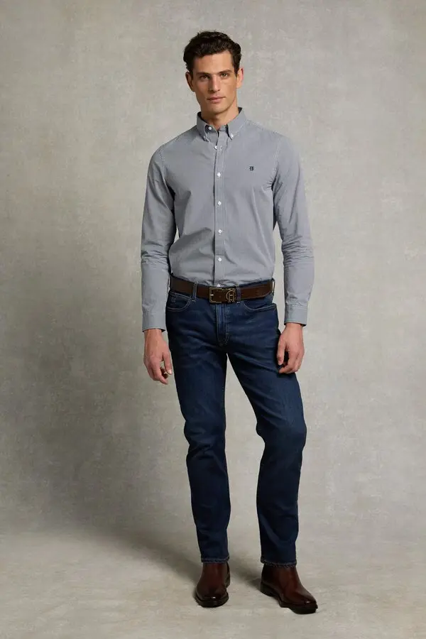 Holland Cooper S Classic Fit Button Down Shirt Micro Gingham 's