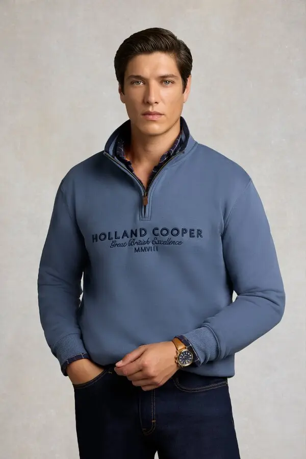 Holland Cooper S Heritage Quarter Zip Sweat Denim 's