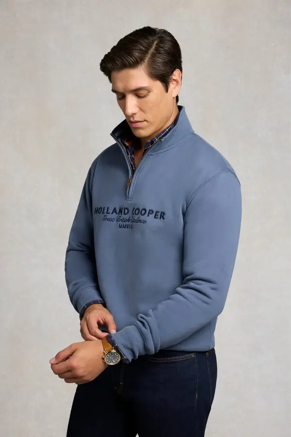 Holland Cooper S Heritage Quarter Zip Sweat Denim 's