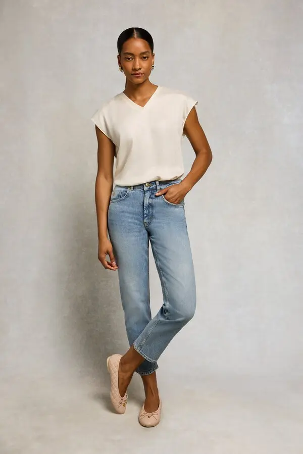 Holland Cooper Mid Rise Straight Cropped Jean Vintage 's - Denim