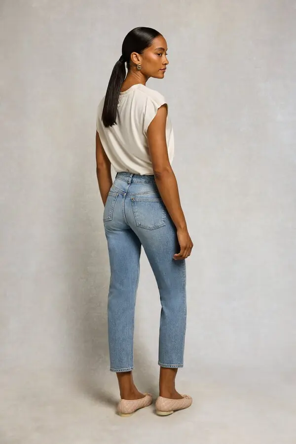 Holland Cooper Mid Rise Straight Cropped Jean Vintage 's