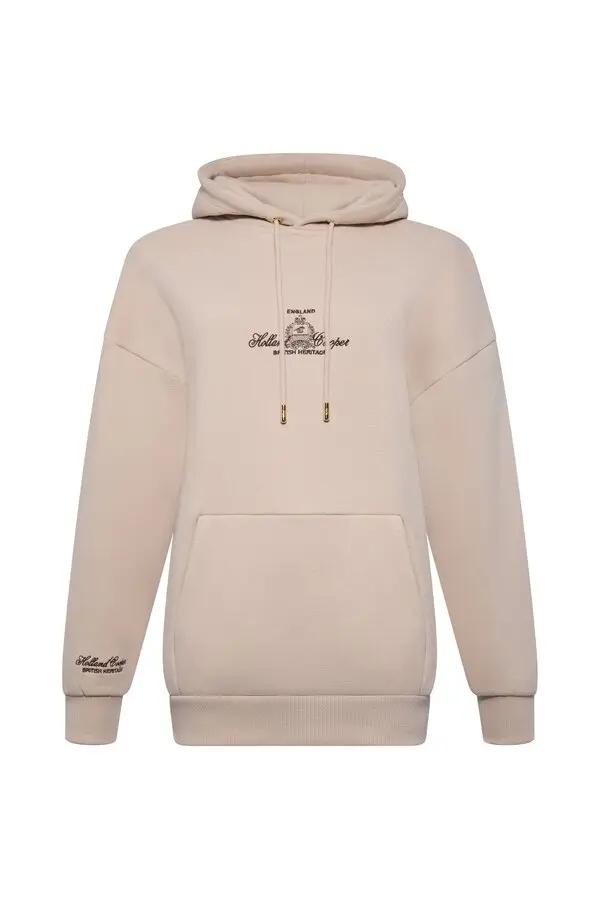 Holland Cooper Relaxed Fit Script Hoodie - Stone