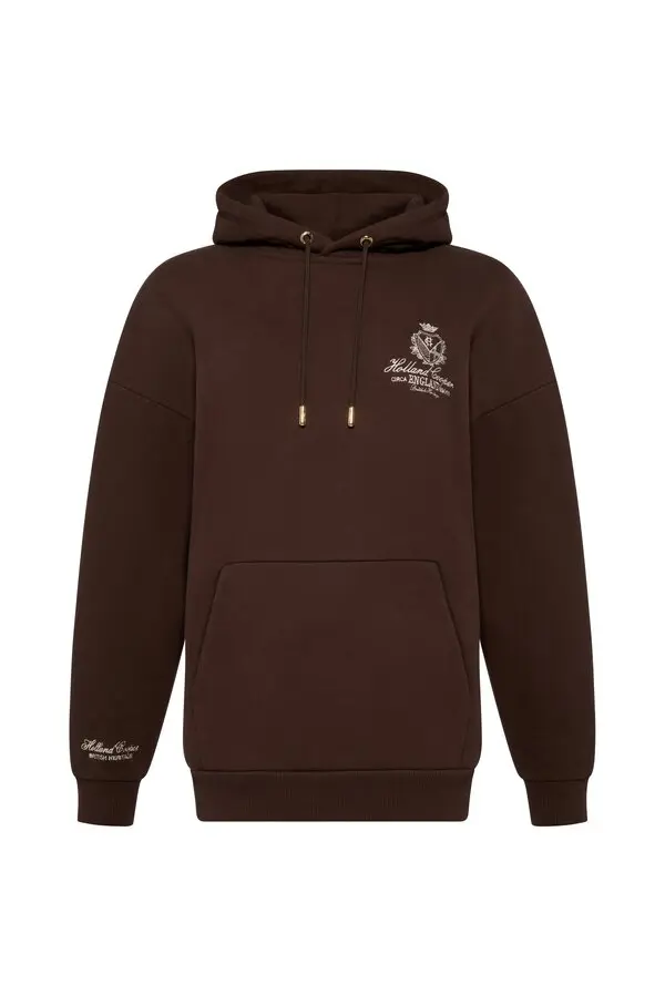 Holland Cooper Relaxed Fit Script Hoodie - Walnut