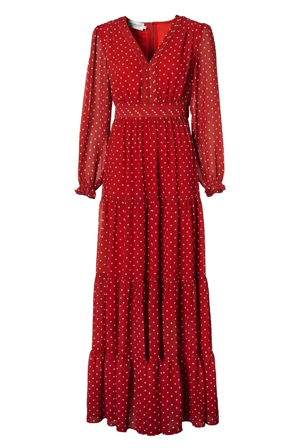 Holland Cooper Bella Tie Maxi Dress White Polka Dot 's