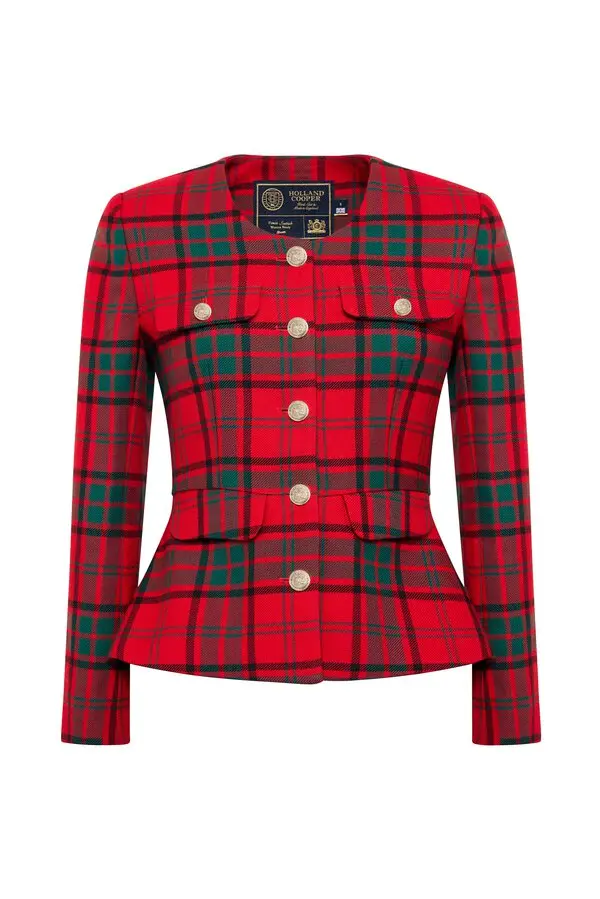 Holland Cooper Tailo Peplum Jacket Tartan 's