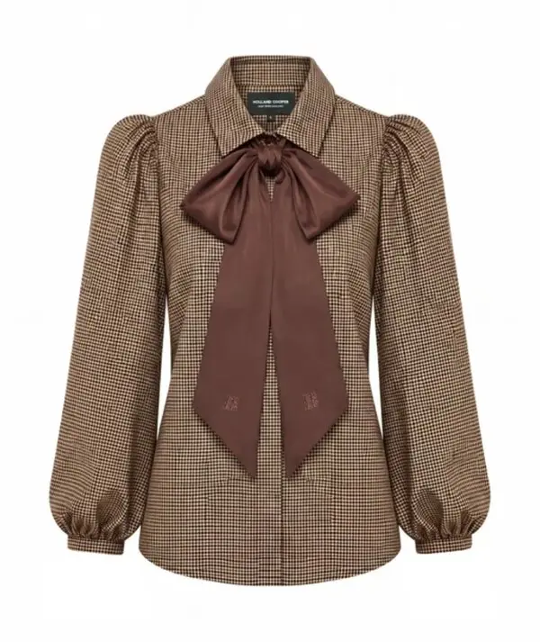 Holland Cooper Burford Blouse Gingham - Coffee