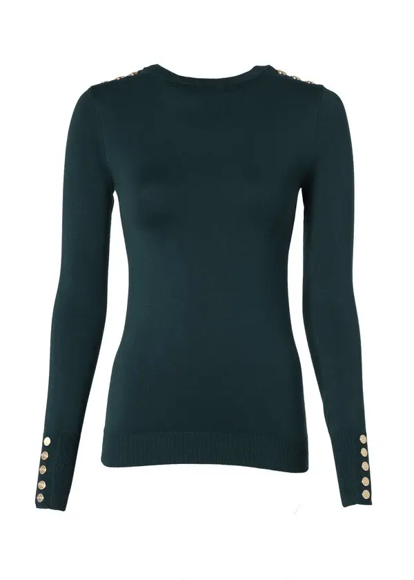 Holland Cooper Buttoned Knit Crew Neck Deep 's