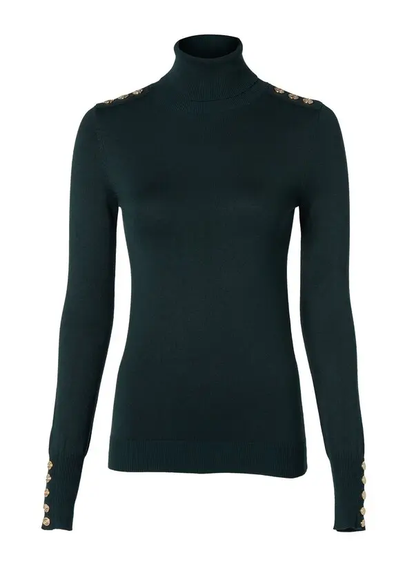 Holland Cooper Buttoned Knit Roll Neck Deep 's