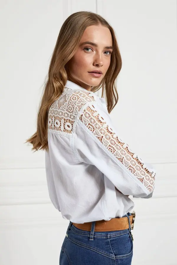 Holland Cooper Cotton Lace Shirt Pale 's