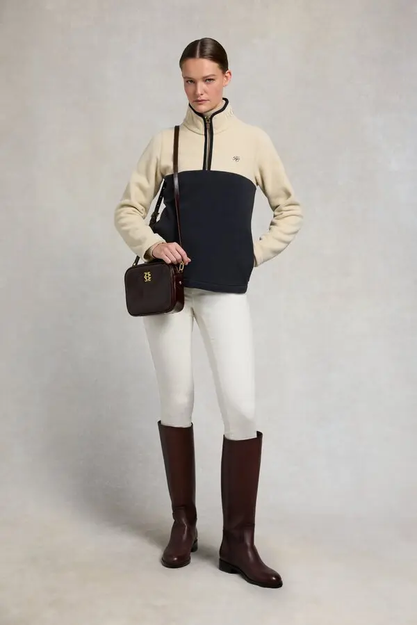 Holland Cooper Country Fleece Quarter Zip Ecru 's