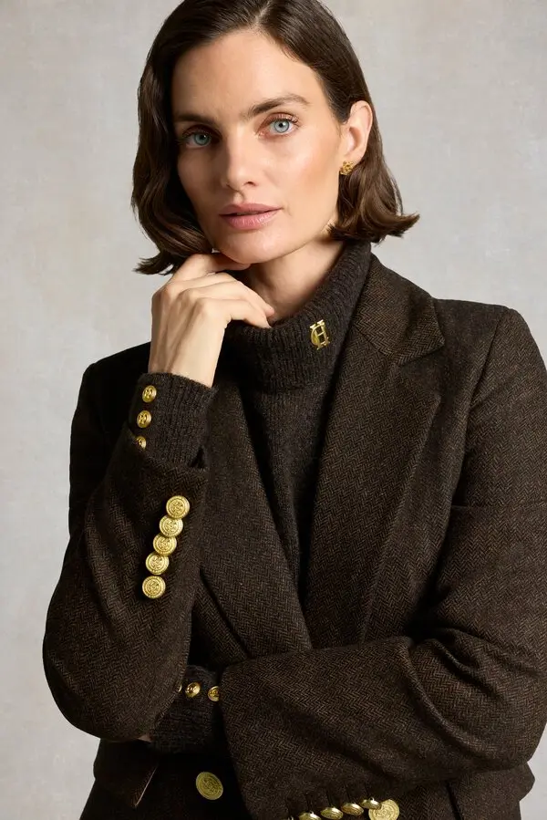 Holland Cooper Double Breasted Blazer Herringbone