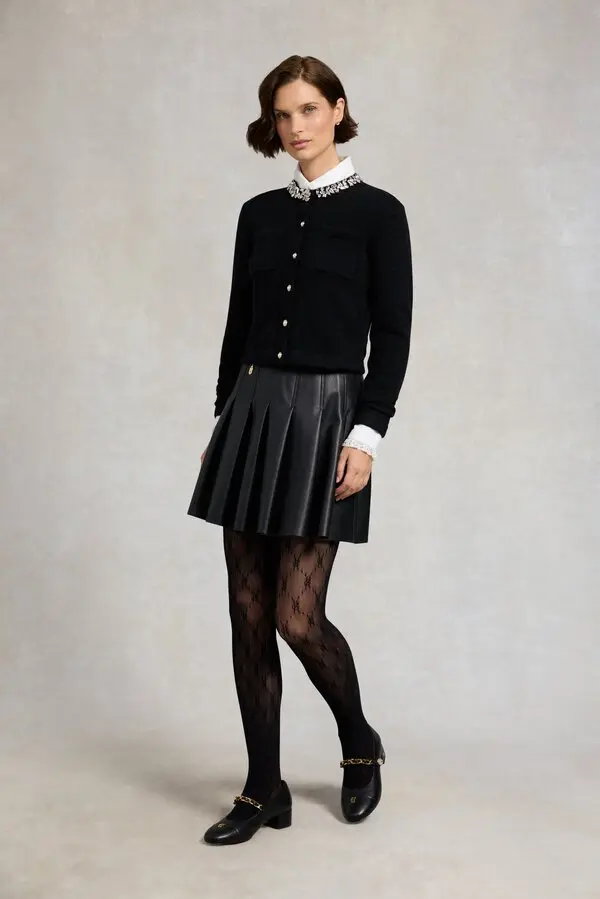 Holland Cooper Faux Leather Pleated Mini Skirt 's