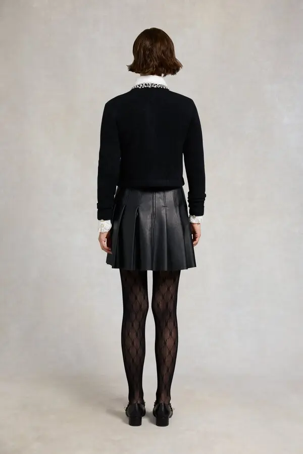 Holland Cooper Faux Leather Pleated Mini Skirt 's