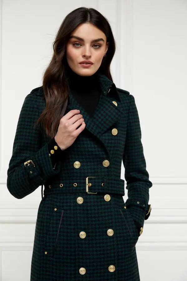 Holland Cooper Full Length Marlborough Trench Coat Houndstooth 's