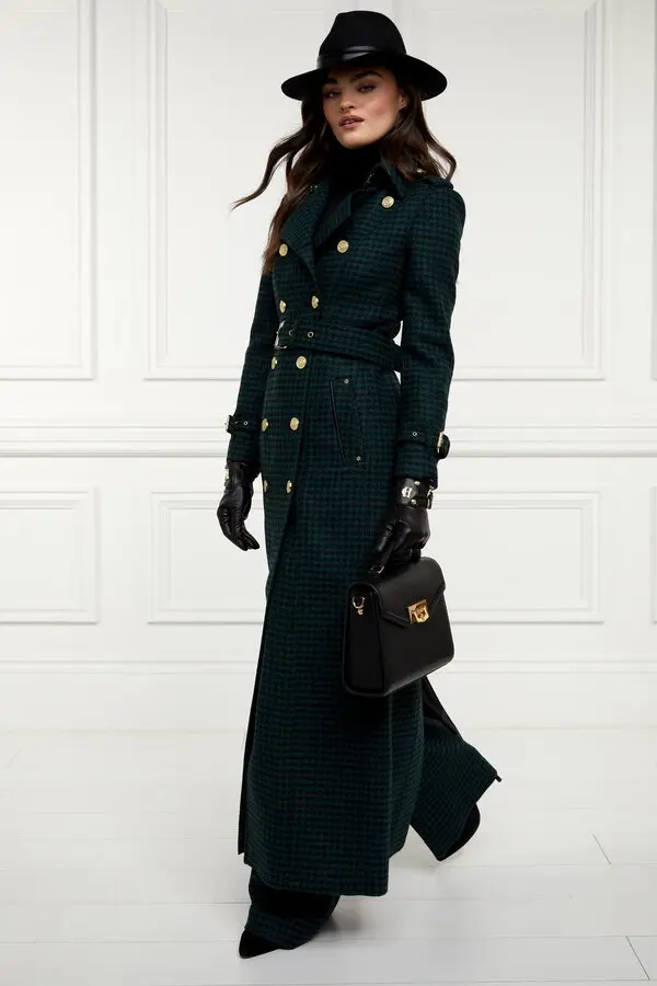 Holland Cooper Full Length Marlborough Trench Coat Houndstooth 's