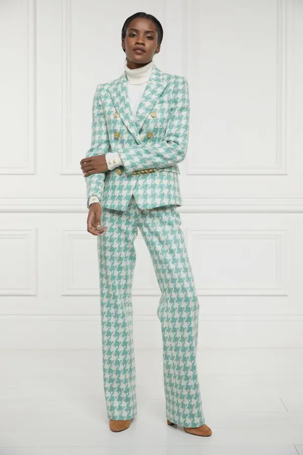 Holland Cooper High Waisted Straight Trouser Large Scale Houndstooth 's