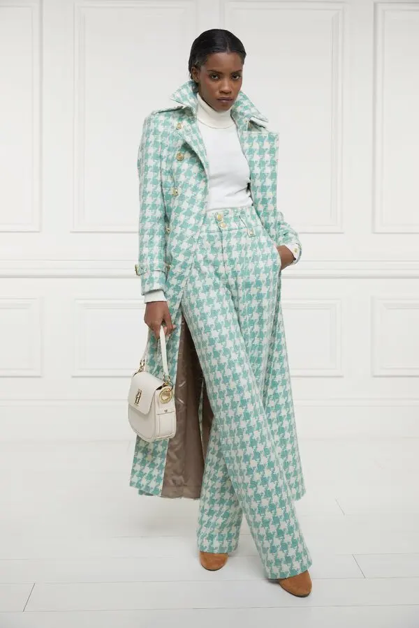 Holland Cooper High Waisted Straight Trouser Large Scale Houndstooth 's