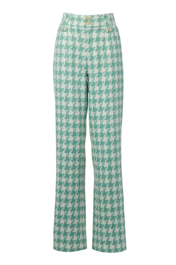 Holland Cooper High Waisted Straight Trouser Large Scale Houndstooth 's