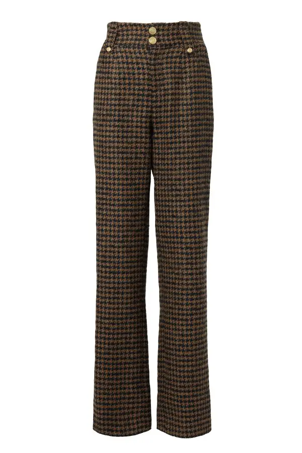 Holland Cooper High Waisted Straight Trouser Houndstooth 's