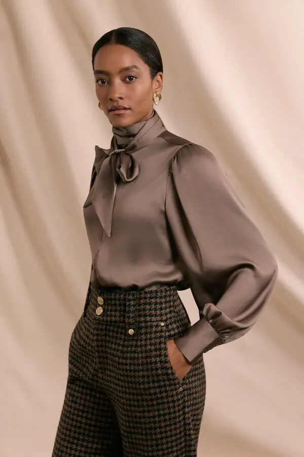 Holland Cooper High Waisted Straight Trouser Houndstooth 's