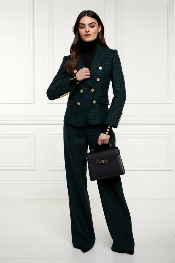 Holland Cooper High Waisted Straight Trouser Houndstooth 's