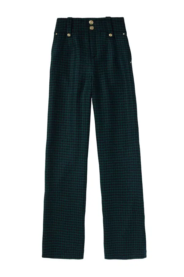 Holland Cooper High Waisted Straight Trouser Houndstooth 's