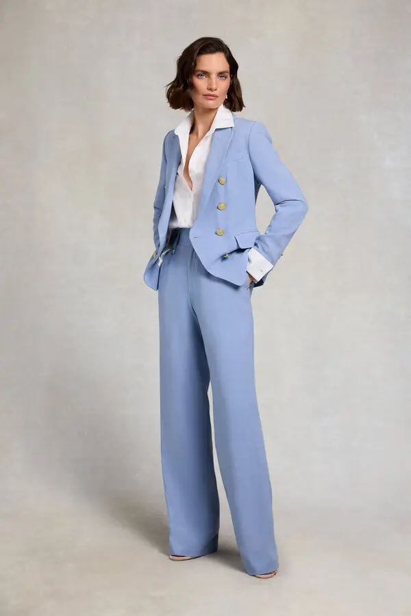 Holland Cooper High Waisted Straight Trouser Ice Linen 's