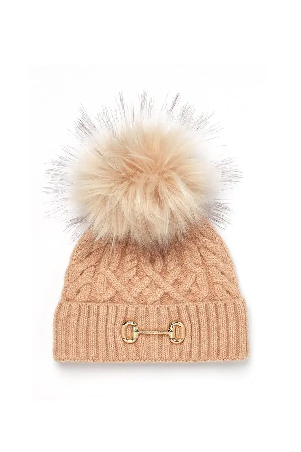 Holland Cooper Horsebit Bobble Hat 's - Camel