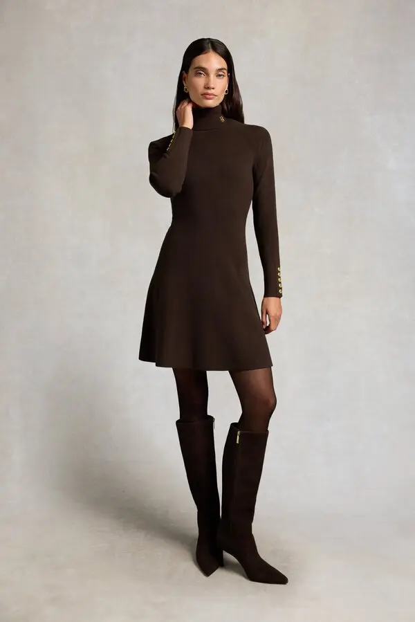 Holland Cooper Aspen Knitted Dress Olive 's