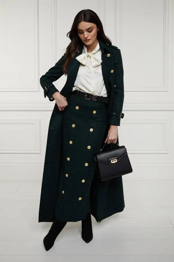 Holland Cooper Knightsbridge Maxi Skirt Houndstooth 's