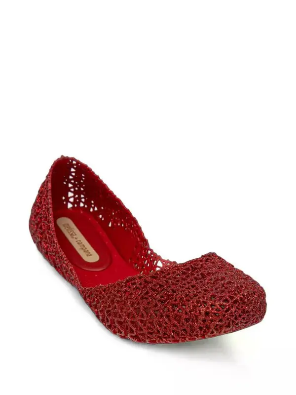 Melissa X Campana Papel Glitter-effect Ballet Flats