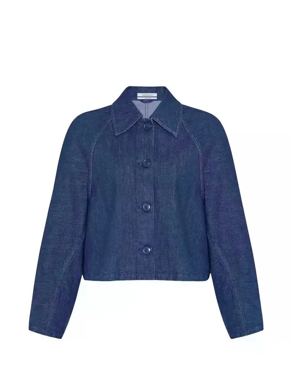 Another Tomorrow Cropped Denim Jacket