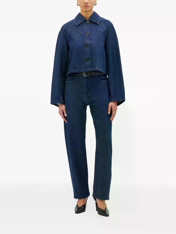 Another Tomorrow Cropped Denim Jacket
