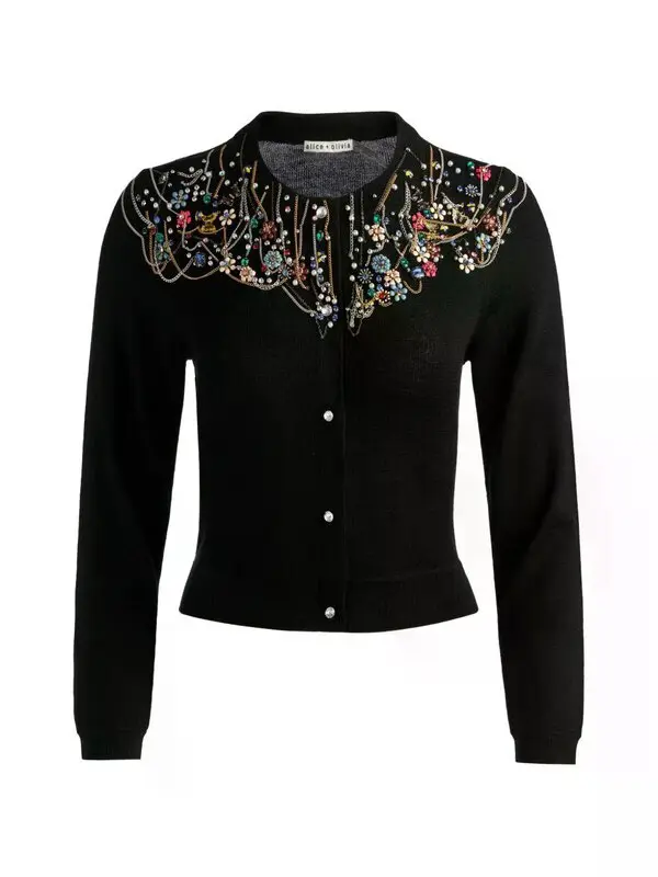 Alice + Olivia Dollie Embellished Cardigan - Black