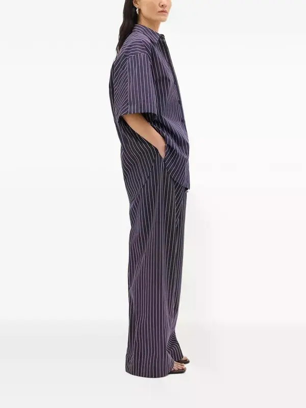 Another Tomorrow Striped Short-sleeve Shirt