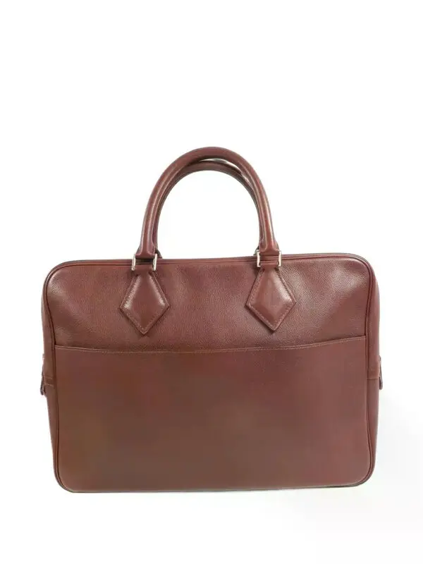 Hermès 2011 38 Plume Dog Leather Briefcase - Red