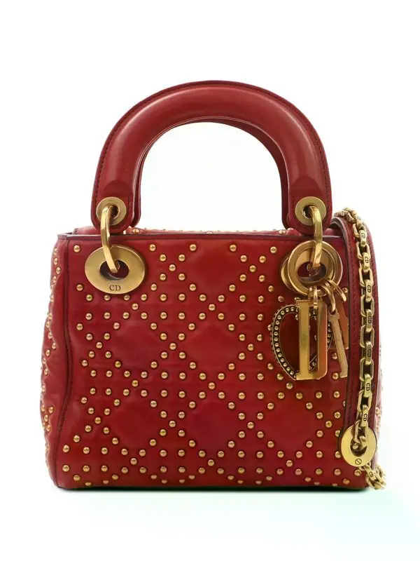 Dior 2017 Mini Lambskin Cannage Studded Supple Lady Satchel