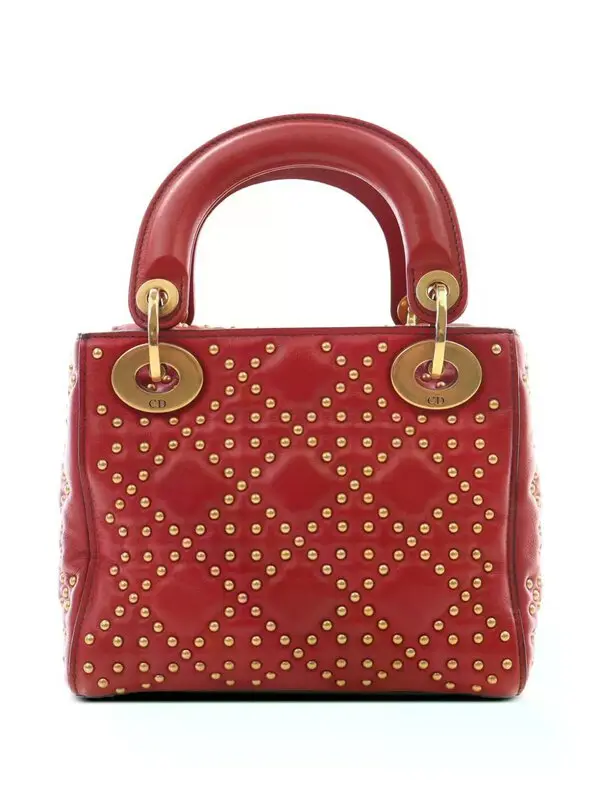 Dior 2017 Mini Lambskin Cannage Studded Supple Lady Satchel