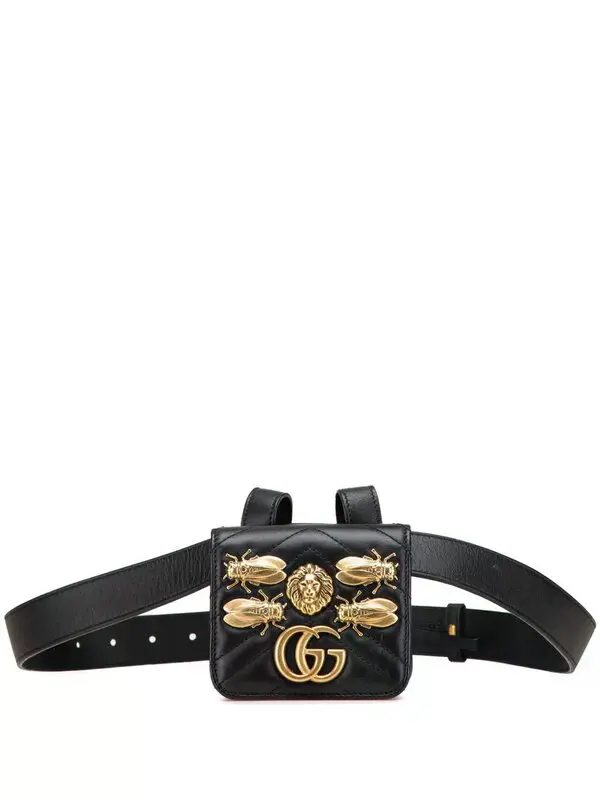 Gucci 2016-2025 Mini Gg Marmont Matelasse Leather Animal Studs Pouch Bag Belt Bag