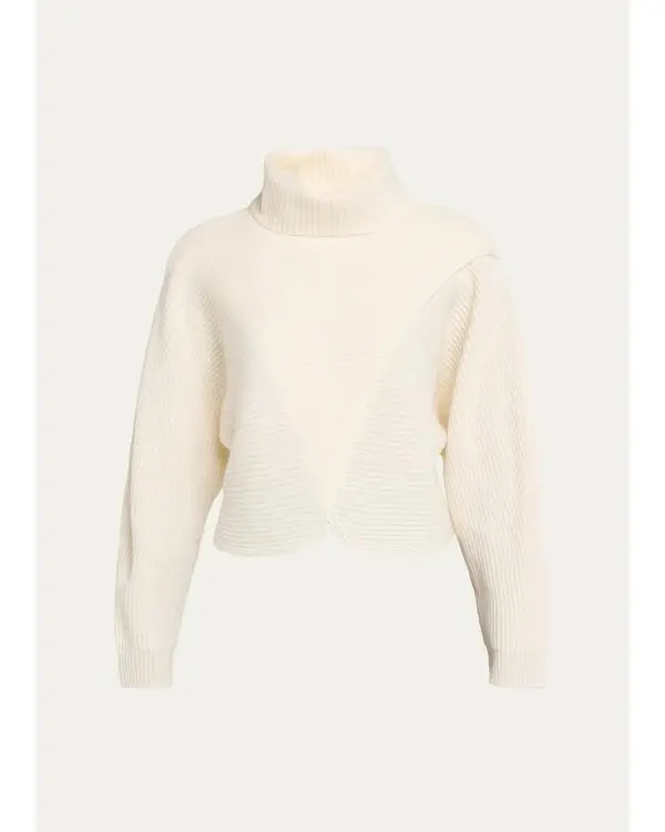 Simkhai Orlienne Ribbed Turtleneck Wrap Sweater