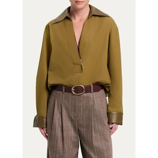TWP A Case Of You Cotton-leather Blouse