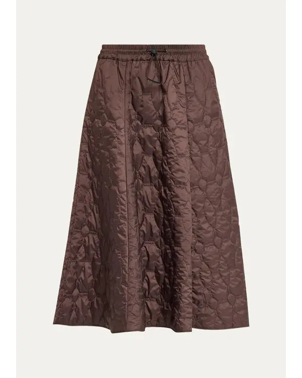Brunello Cucinelli Quilted Volume A-line Midi Skirt